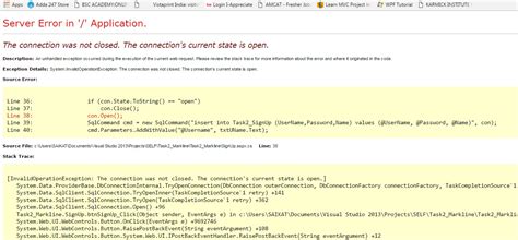 The Connection Was Not Closed The Connections Current State