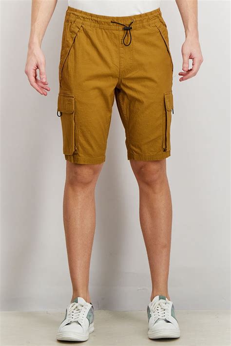 Sinsay Men Drawstring Cargo Pocket Basic Shorts Brown Brands For Less