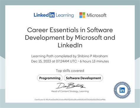 completed the career essentials in software development learning path by microsoft and