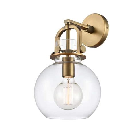Innovations Newton Sphere 1 Light Brushed Brass Wall Sconce With Clear