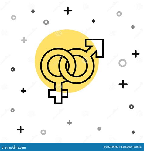 Black Line Gender Icon Isolated On White Background Symbols Of Men And