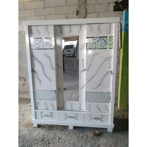 Jual Lemari Sliding Baju Minimalis 3 Pintu Knockdown Cat Duco Tahan Air Shopee Indonesia