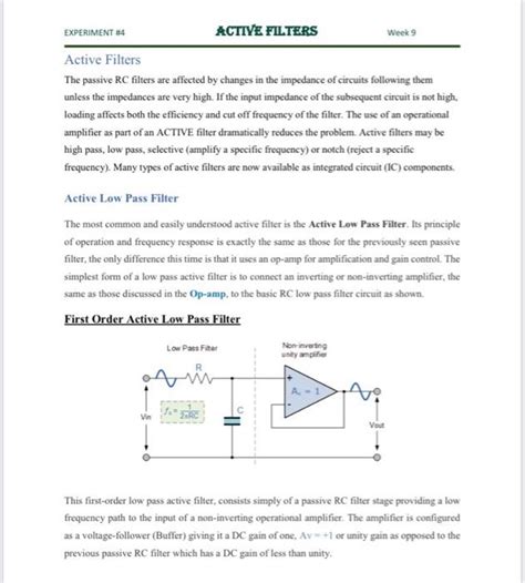 Solved EXPERIMENT ACTIVE FILTERS Week Active Filters Chegg