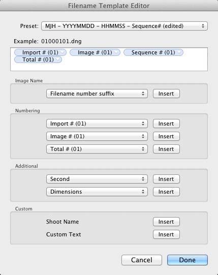 Lightrooms Filename Template Editor Mike Hoffman Tipsquirrel