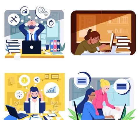 사무실 작업 배경 워크로드 스케치 만화 디자인 Ai Eps Uidownload