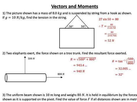Aqa Unit 4 Vectors And Moments Questions A Level Teaching Resources
