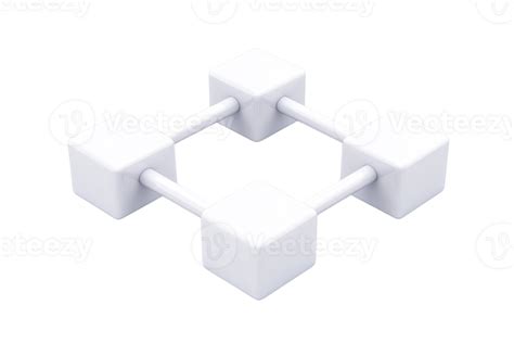 A Geometric Arrangement Of White Cubes Connected By Thin Rods Forming