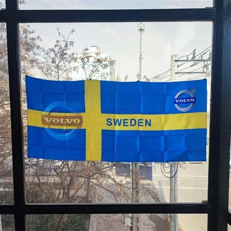 خرید و قیمت پرده پشت کابین طرح پرچم سوئد Sweden ولوو Volvo سایز 150 در