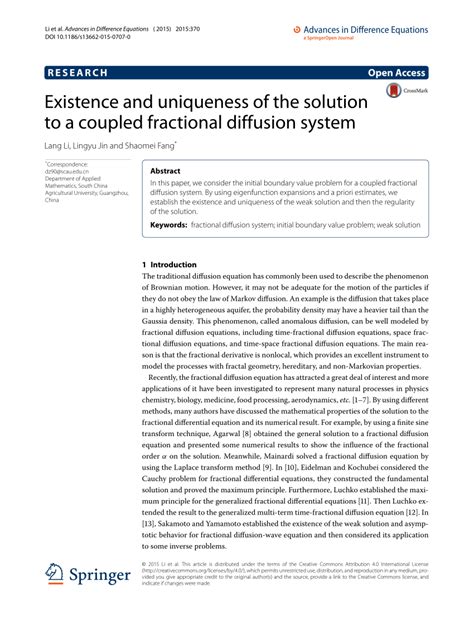 Pdf Existence And Uniqueness Of The Solution To A Coupled Fractional