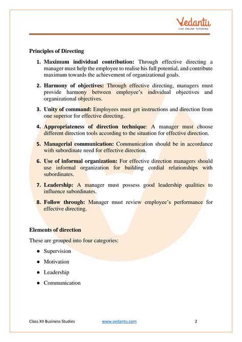 Solution Directing Class 12 Notes Cbse Business Studies Chapter 7 Pdf