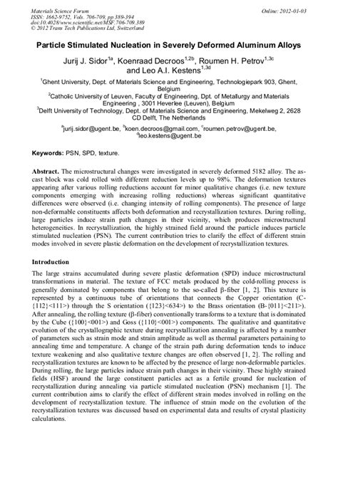 Particle Stimulated Nucleation In Severely Deformed Aluminum Alloys
