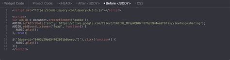 how can i start playing music by clicking on widget custom code