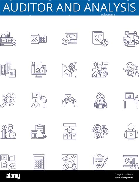 Auditor And Analysis Line Icons Signs Set Design Collection Of Auditor