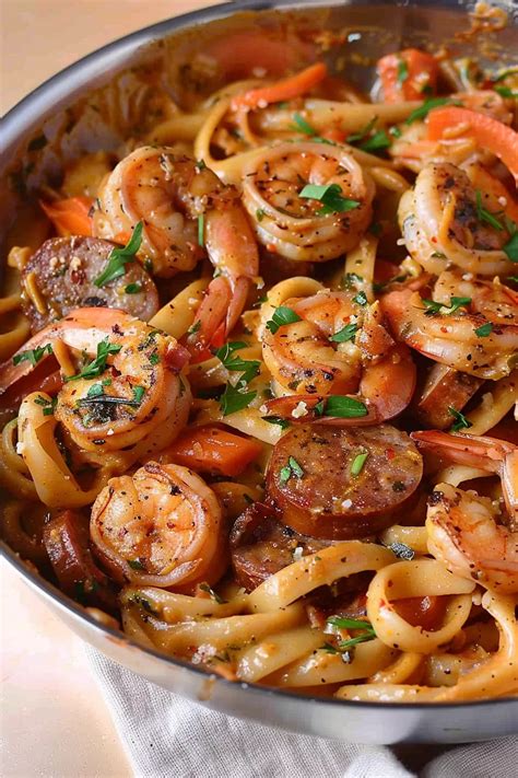 Creamy Cajun Shrimp Pasta With Sausage