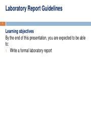 Laboratory Report Guidelines Pdf Laboratory Report Guidelines 1 Learning Objectives By The End