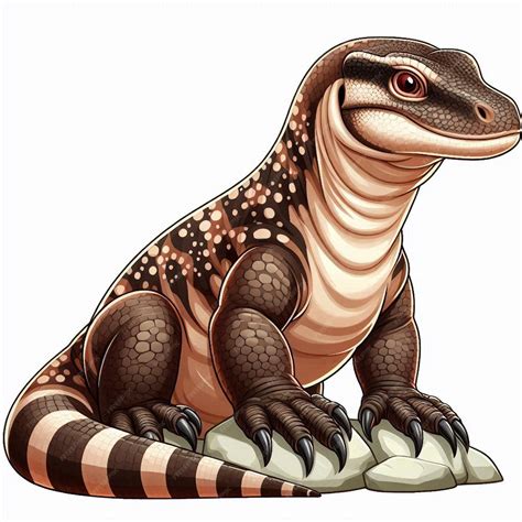 Cute Komodo Dragon Vector Cartoon Illustration White Background