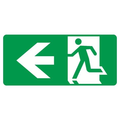 Emergency Exit Sign Left Arrow Luminous Metal Site Ware Direct Workwear PPE Safety Gear