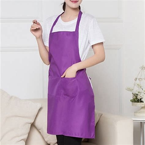 Waterproof Apron For Women With Pockets Solid Colo Grandado