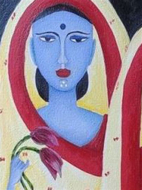 three worshippers oil on canvas by namrata dey exotic india art