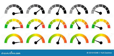 Speedometer Gauge Meter Icons Vector Scale Level Of Performance