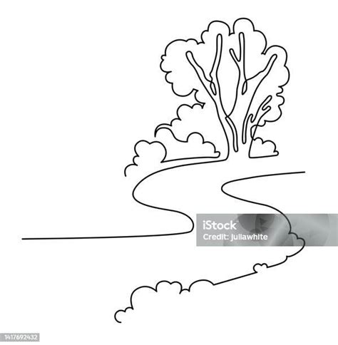 길과 나무가있는 조경 공원 연속 선 그리기 그림입니다 벡터 한붓그리기에 대한 스톡 벡터 아트 및 기타 이미지 한붓그리기 숲 공원 Istock