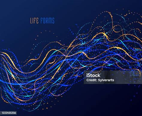 배열 벡터 추상배경 생물학 과학 테마 디자인 움직이는 동적 요소를 흐르는 도트 입자 0명에 대한 스톡 벡터 아트 및 기타 이미지