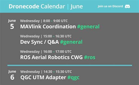 dronecode 📅 attention community this week s schedule is as follows