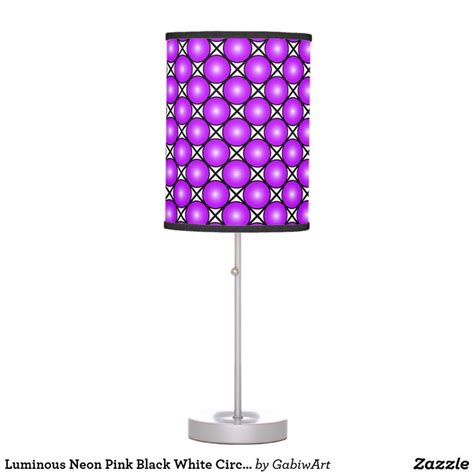 Magenta Pink Dots Black White Lattice Pattern Table Lamp Zazzle