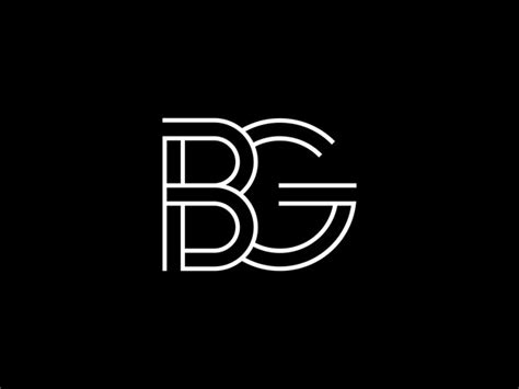 검정색 배경에 흰색 Bg 로고 프리미엄 벡터