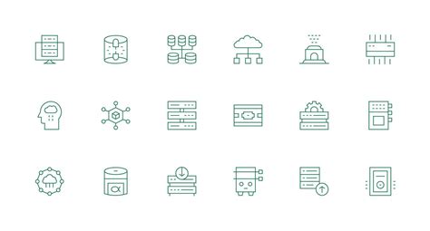 18 Minimal Line Designs For Data Center Icons Reusable Icon Set