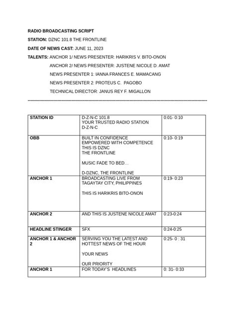 Radio Broadcasting Script Edited Pdf Radio Broadcasting Script Edited Pdf
