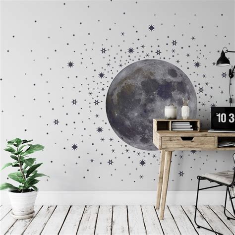 Full Moon Wall Decal Vinyl Sticker Full Moon Wall Decal Moon Etsy