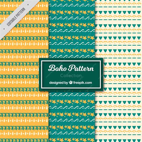 Free Vector Set Of Three Hand Drawn Boho Patterns