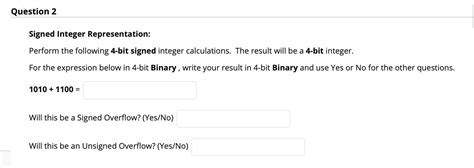 solved question 2 signed integer representation perform the