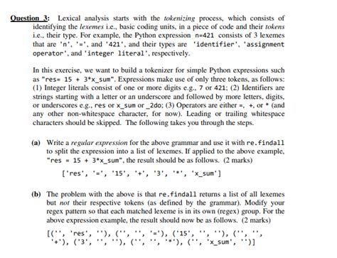 Solved Question 3 Lexical Analysis Starts With The
