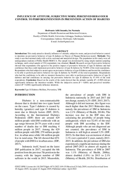 pdf influence of attitude subjective norm perceived behaviour