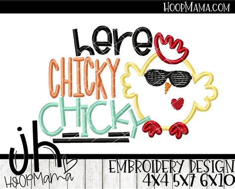 Here Chicky Chicky Embroidery And Cutting Options Hoopmama