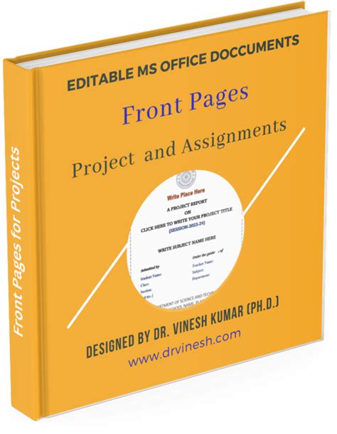 Editable Front Pages For Projects Dr Vinesh Kumar