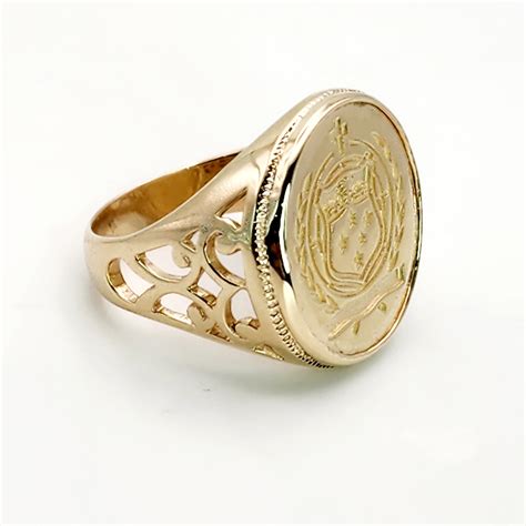 9ct Yellow Gold Samoan Sila Coin Ring With Filigree Ring Mount Stonex