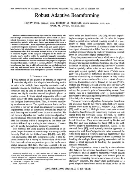 1987 J Ieee Robust Adaptive Beamforming Pdf Mathematical Optimization Eigenvalues And