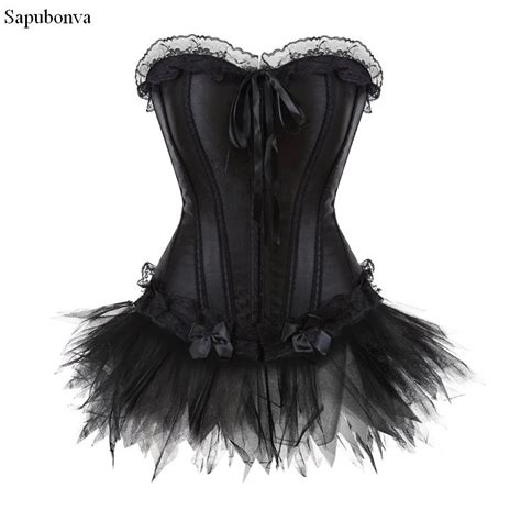 Sapubonva Corset Dresses Halloween Costumes Corsets Bustier Dress With
