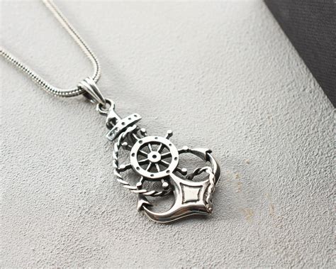 Anchor Silver Necklace Mens Sailor Necklace For Him Solid Anchor