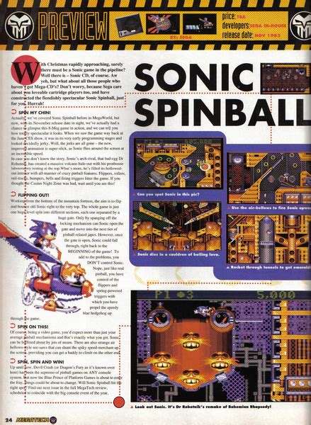 Sonic Spinball Uk Megatech Magazine Preview Sonic Spinball Sonic Stadium