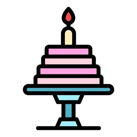 El Icono De La Tarta De Vela El Contorno Del Icono Del Vector De La