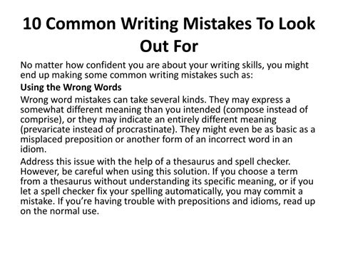 Ppt Common Writing Mistakes And How To Avoid Them For Better Writing