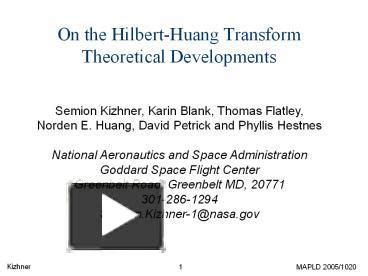 On The Hilbert Huang Transform Theoretical Developments Presentation Free To Download