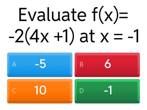 Evaluating A Function Quiz