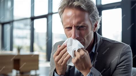 Premium Ai Image A Man With Runny Or Stuffy Nose Flu Illness Disease