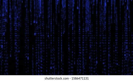 Ilustrasi Stok Digital Background Blue Matrix Binary Computer