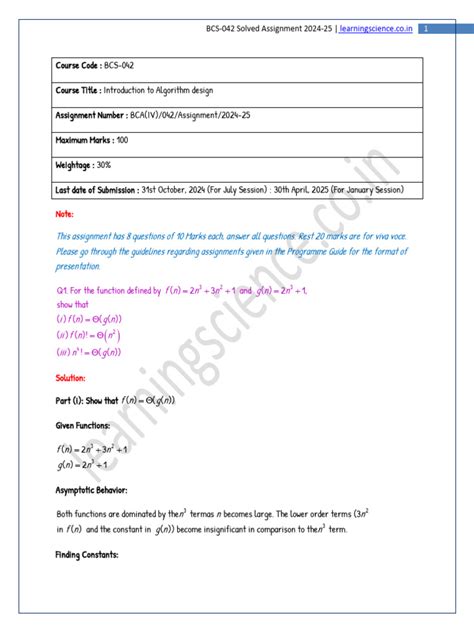 Bcs 042 Assignment Passing Marks Guide Pdf Applied Mathematics